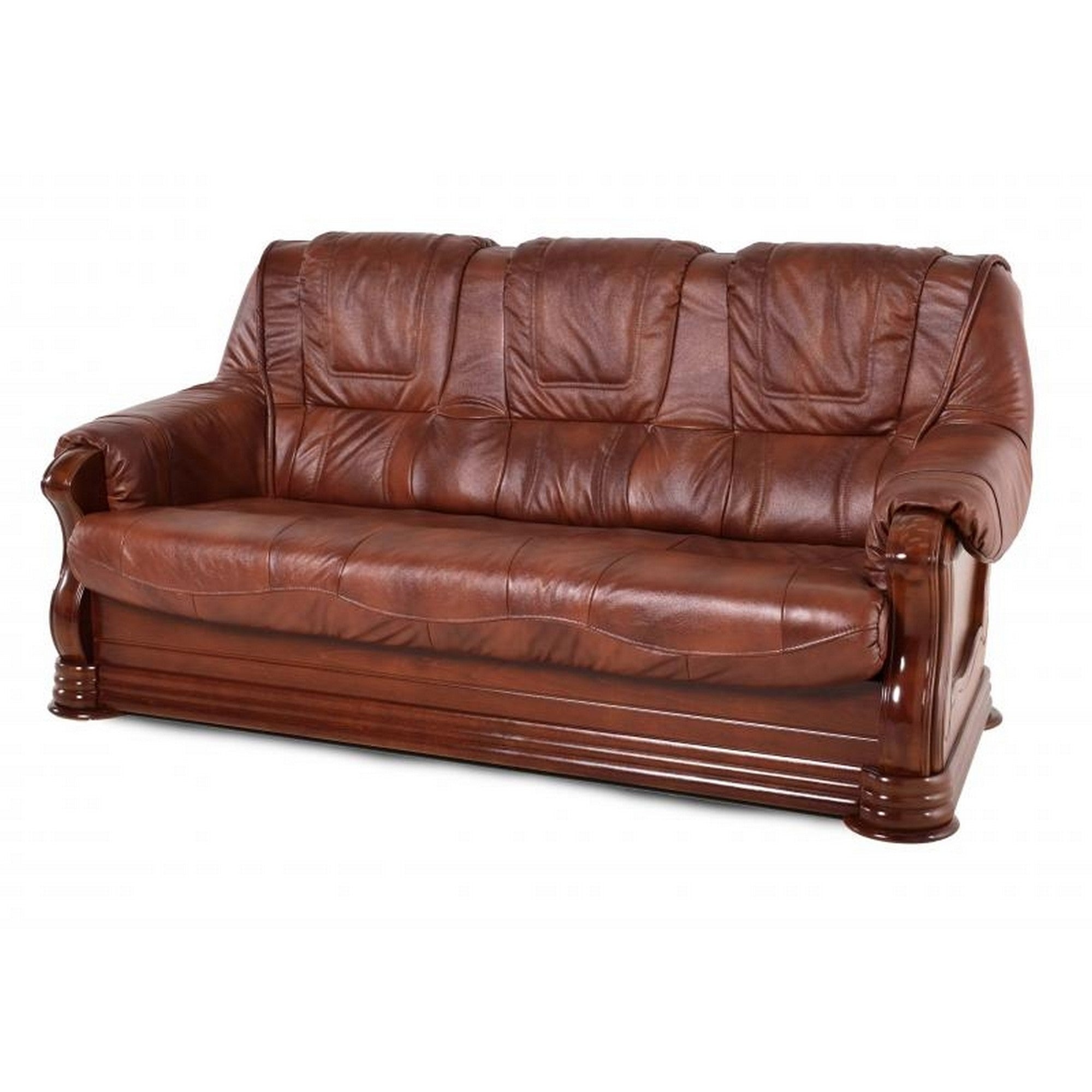 Canapea Parma 3 locuri fixa, piele naturala, maro, 195x96x95 cm ...