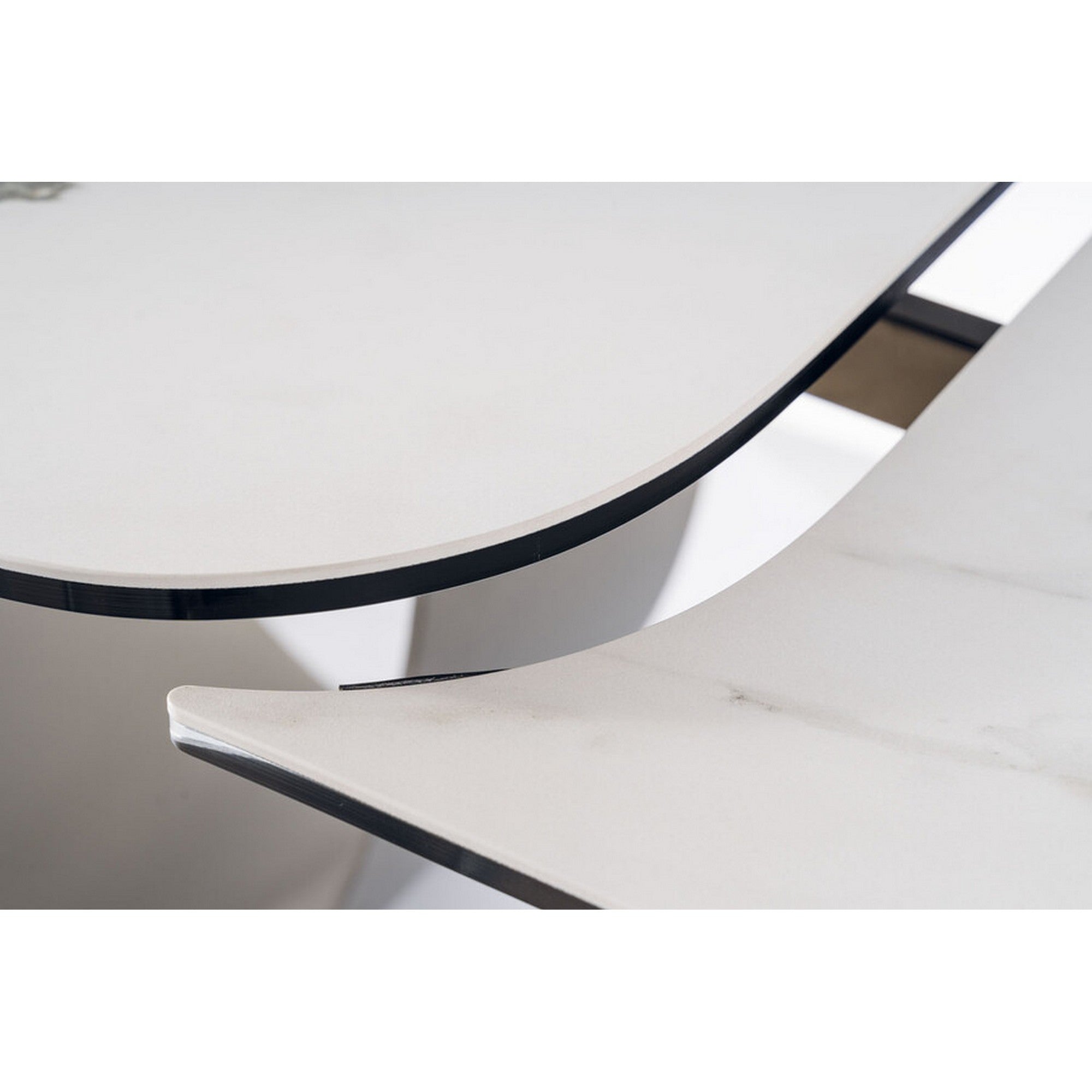 Masa extensibila INFINITY CERAMIC, sticla securizata/ceramica, alb/maro ...